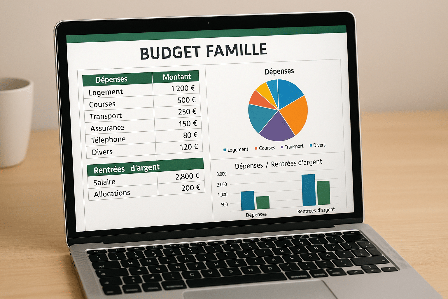 Modèle Excel de budget mensuel familial à télécharger gratuitement